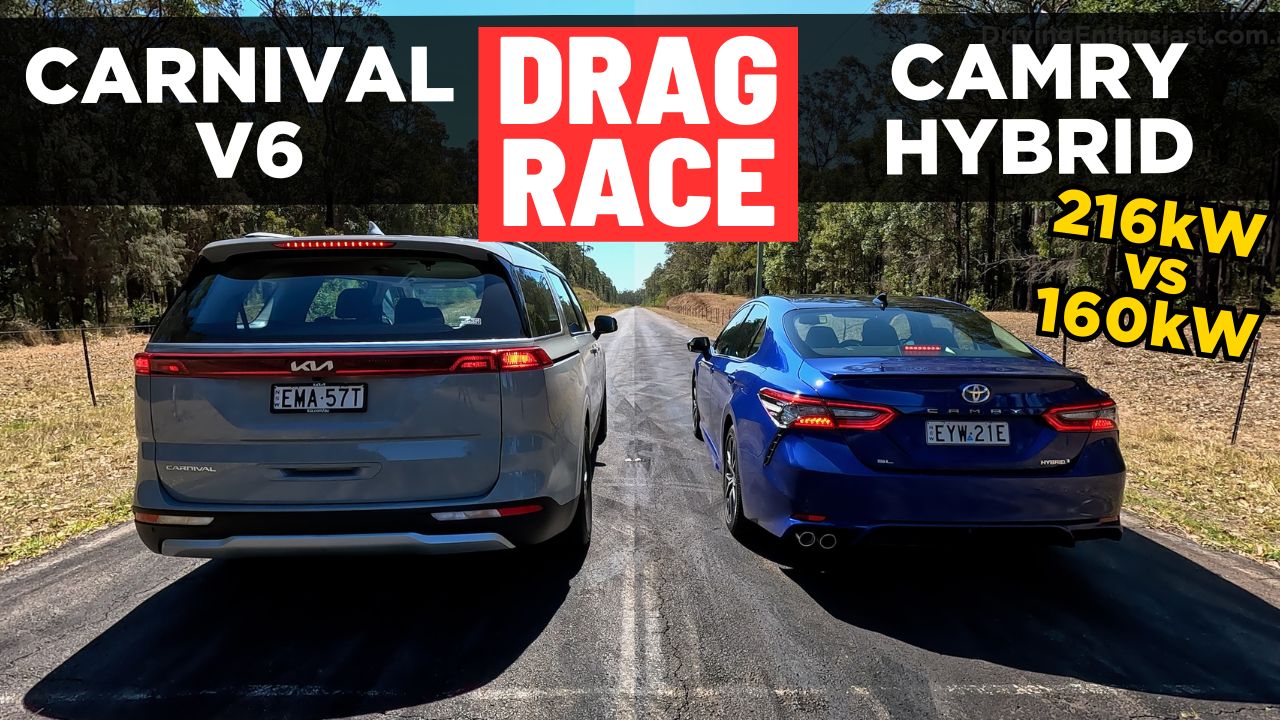 Video: Drag race – 2023 Toyota Camry vs 2023 Kia Carnival | Driving ...
