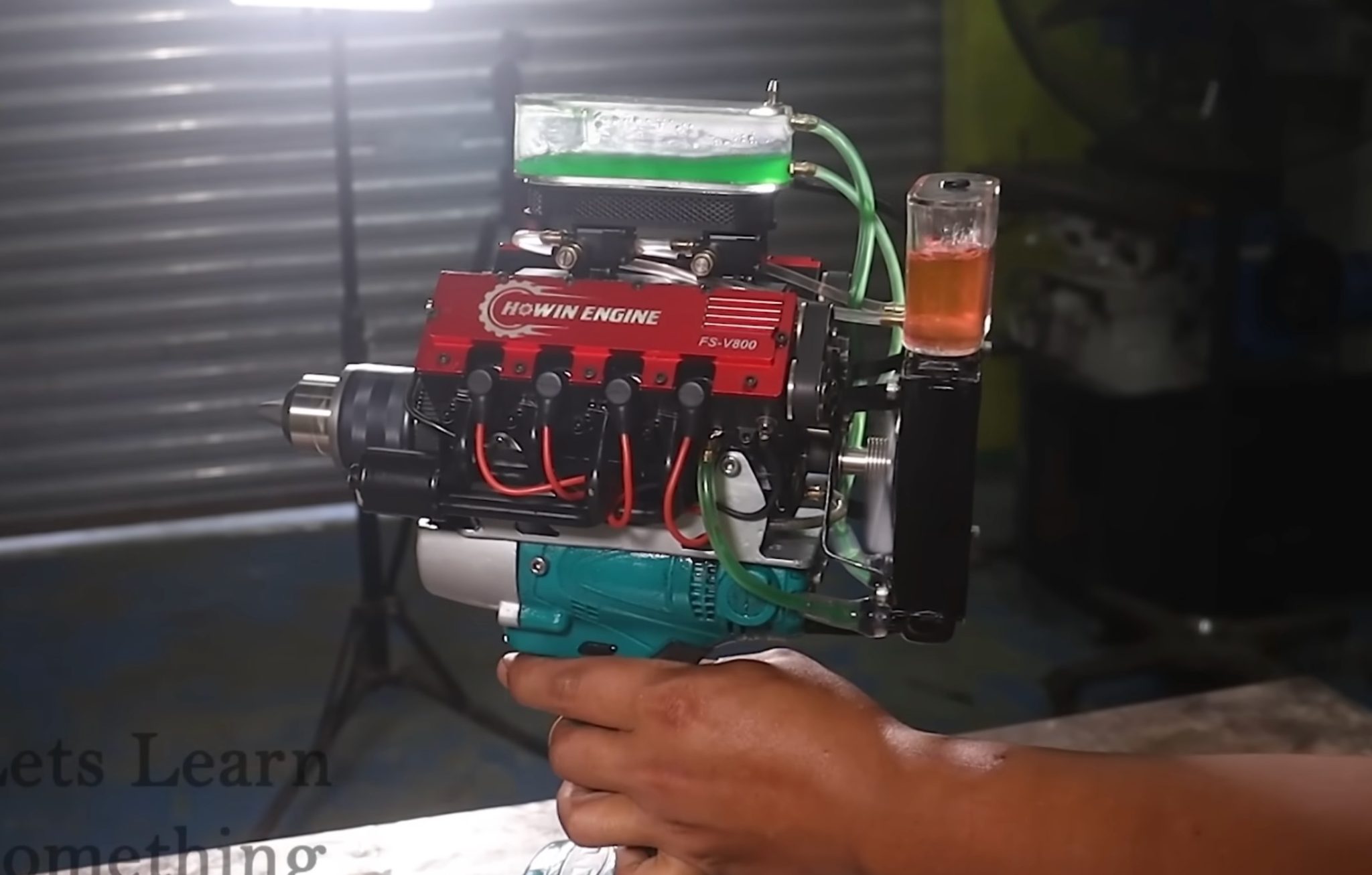 Video: Electric drill gets Toyan V8 engine conversion, revs to 12 ...